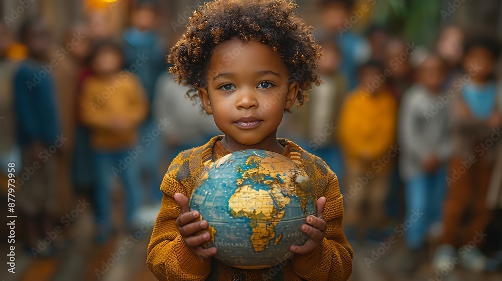 International day of peace concept with African Children holding earth ...