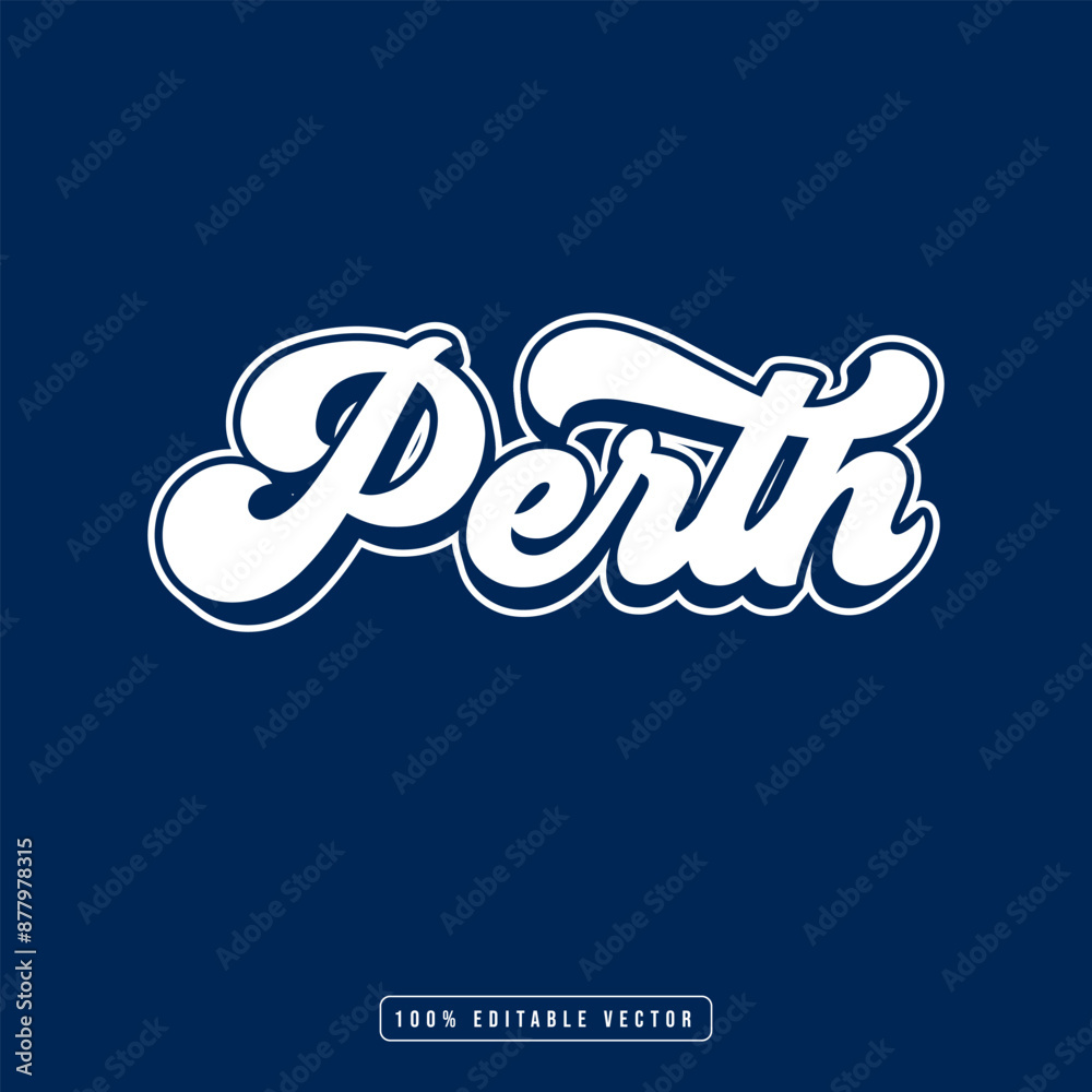 Perth text effect vector. Editable college t-shirt design printable ...