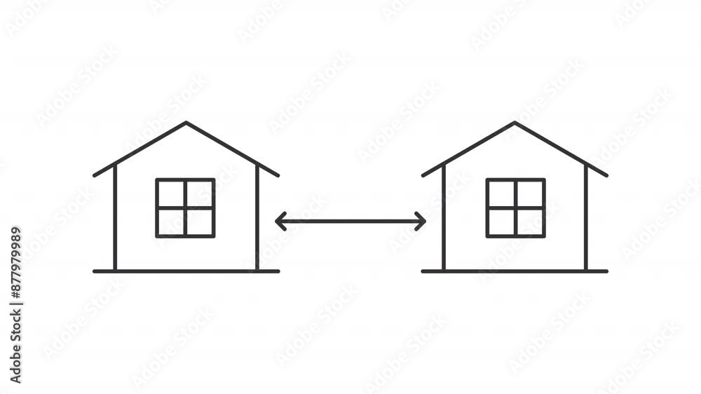 Real estate distance line animation. Architectural design animated icon ...