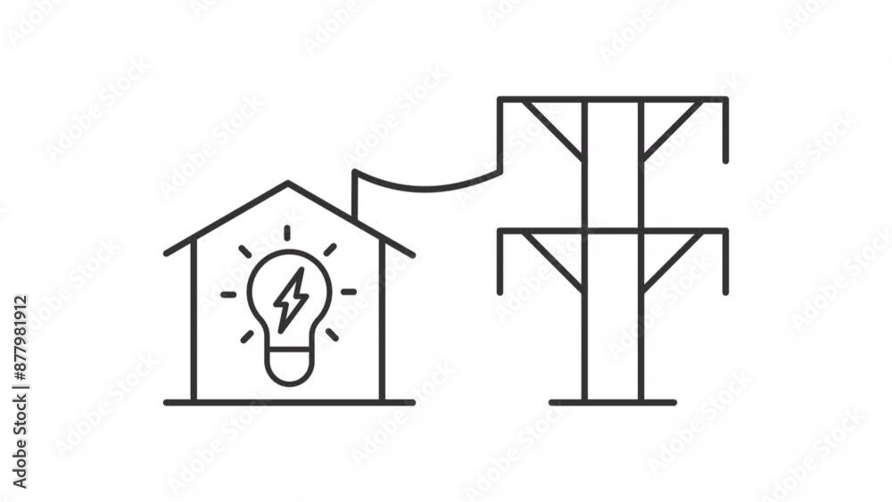 Power supply line animation. Building electricity animated icon ...
