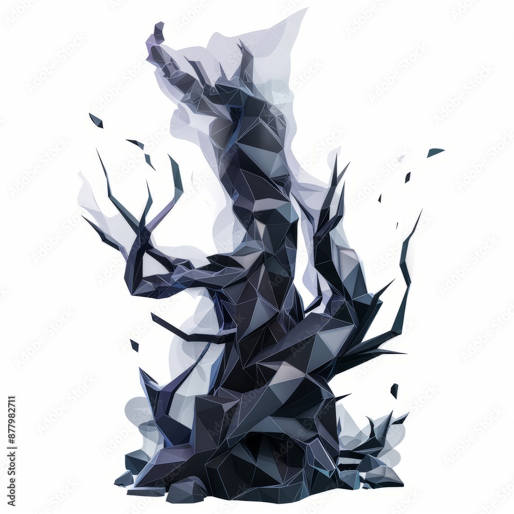 3D Render, Low Poly style of a curse spell with dark tendrils and ...