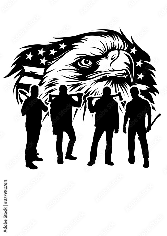 US Eagle Lumberjack Squad Illustration, American Eagle Cut File ...