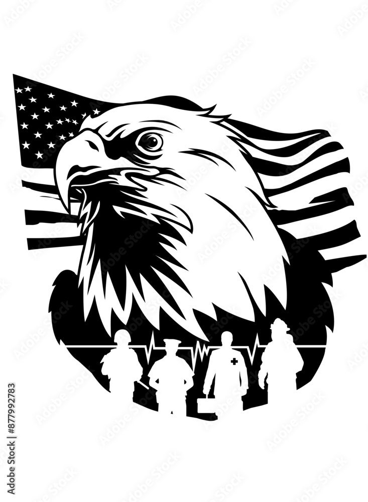 US Eagle First Responder Illustration, Patriotic Big Bird Clipart ...