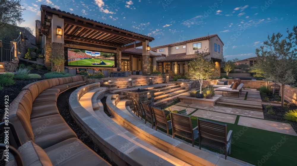 ranch-style home with a backyard that includes a custom-built, outdoor ...