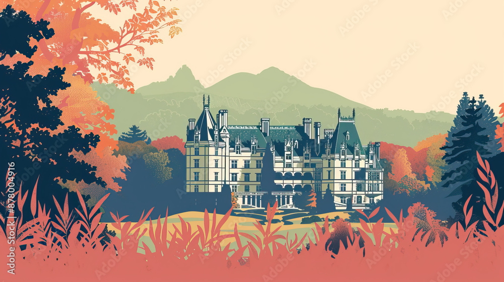 Risograph riso print travel poster, card, wallpaper or banner ...