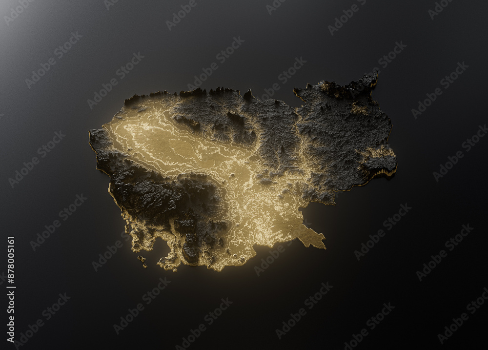 Cambodia Map Golden Metallic Texture Map Gold Reserves And Gold Mining ...