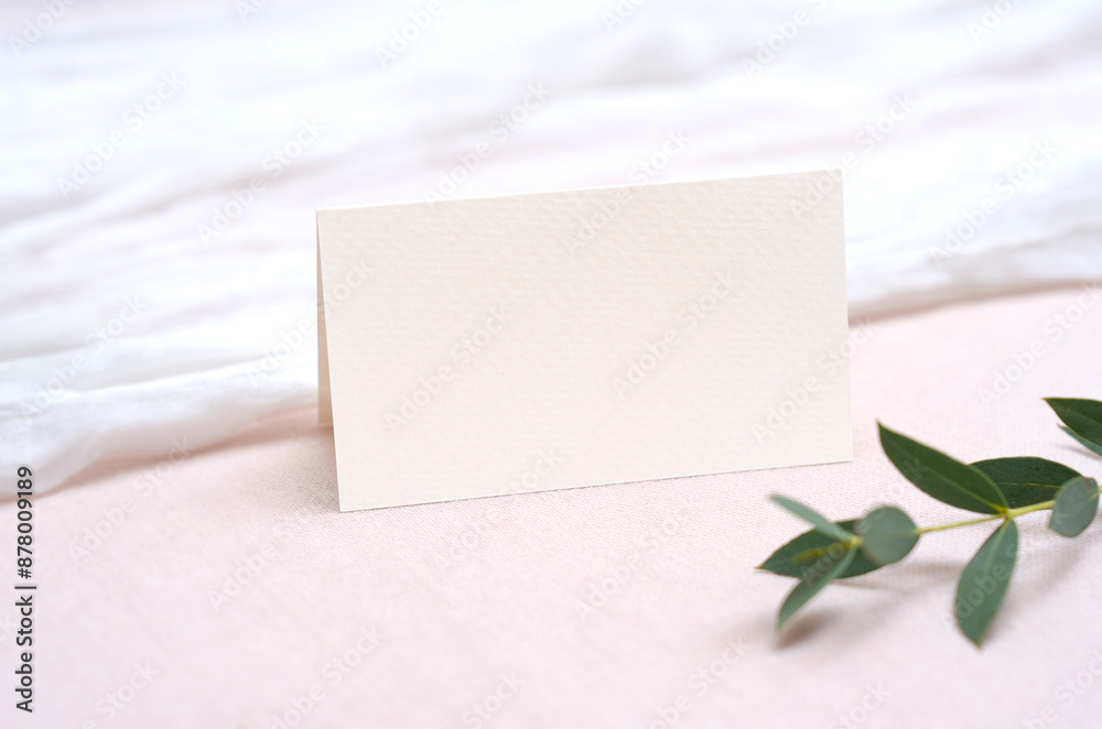 Mockup white blank space card, for Name place, Folded, greeting ...