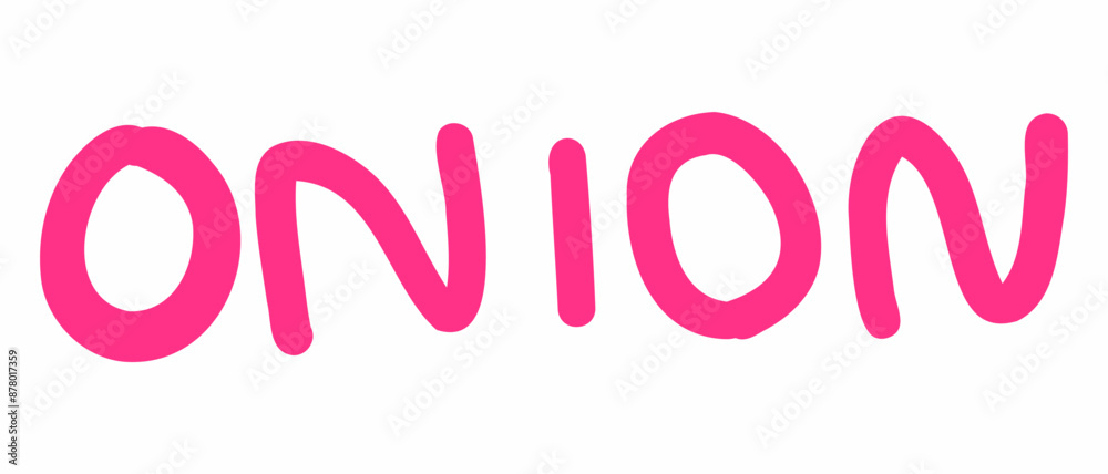 Onion hand drawn lettering word. Hand written title. Childlike word ...