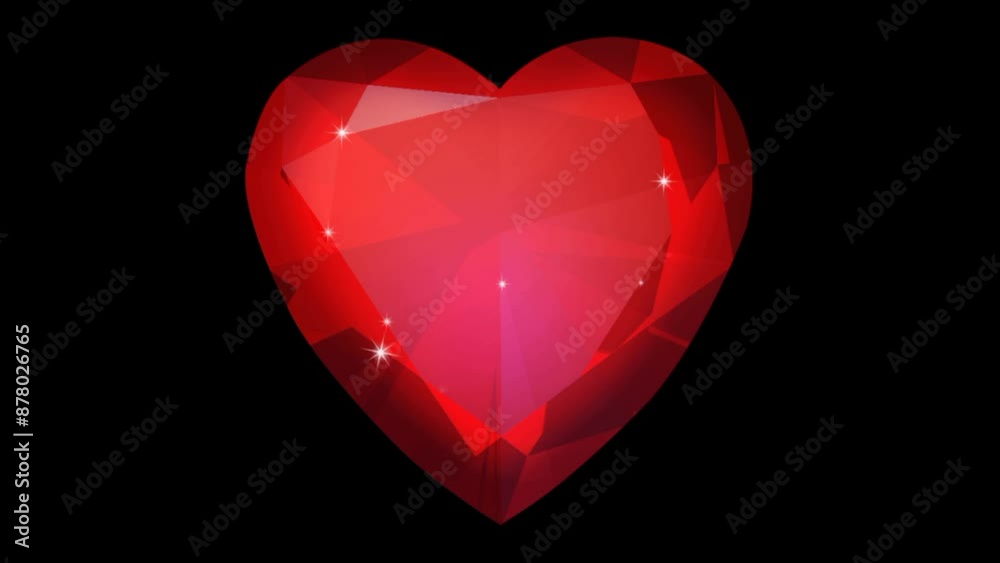 Heart beat animation on green background. Red animated 3d heart ...