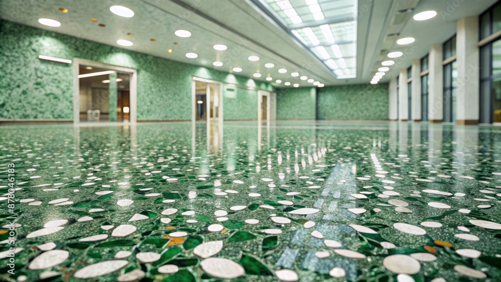 Highly detailed photorealistic green terrazzo floor texture with ornate ...