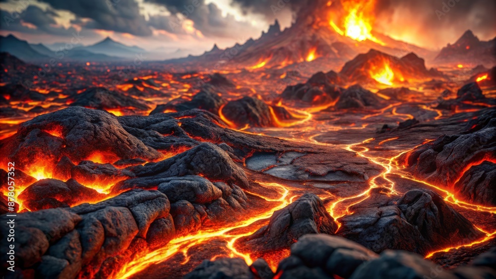 Dark, high-resolution 4K molten rock lava texture, tileable background ...