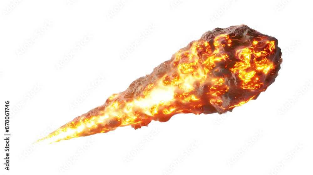 The Falling Meteor, Comet in space, leaving a fire trail behind, An ...