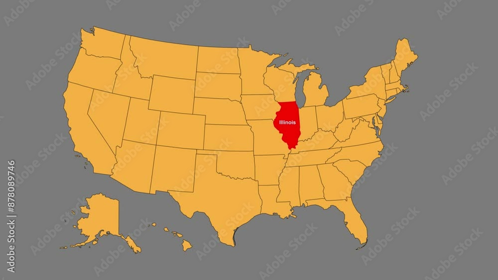 Illinois map animated video. Map Highlighted on the India map with ...