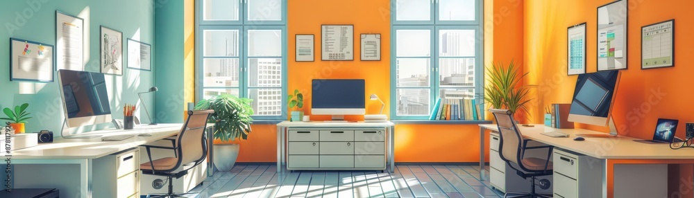 Principal office administration flat design front view school ...