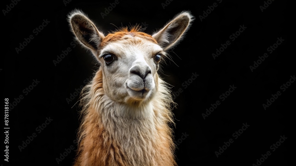 Lama llama alpaca mammal on isolated black background, mammal, Lama ...
