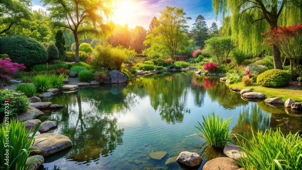 Nature Background Use a nature themed background like a tranquil pond ...
