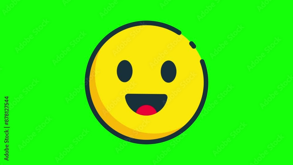 2D emoji smiling face animated icon. 4K animated icon on green screen ...