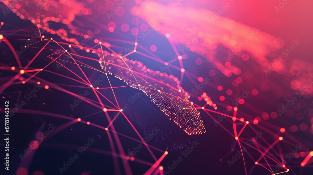 Digital World Map With Connection Network Abstract Digital World Map With Connecting Lines A