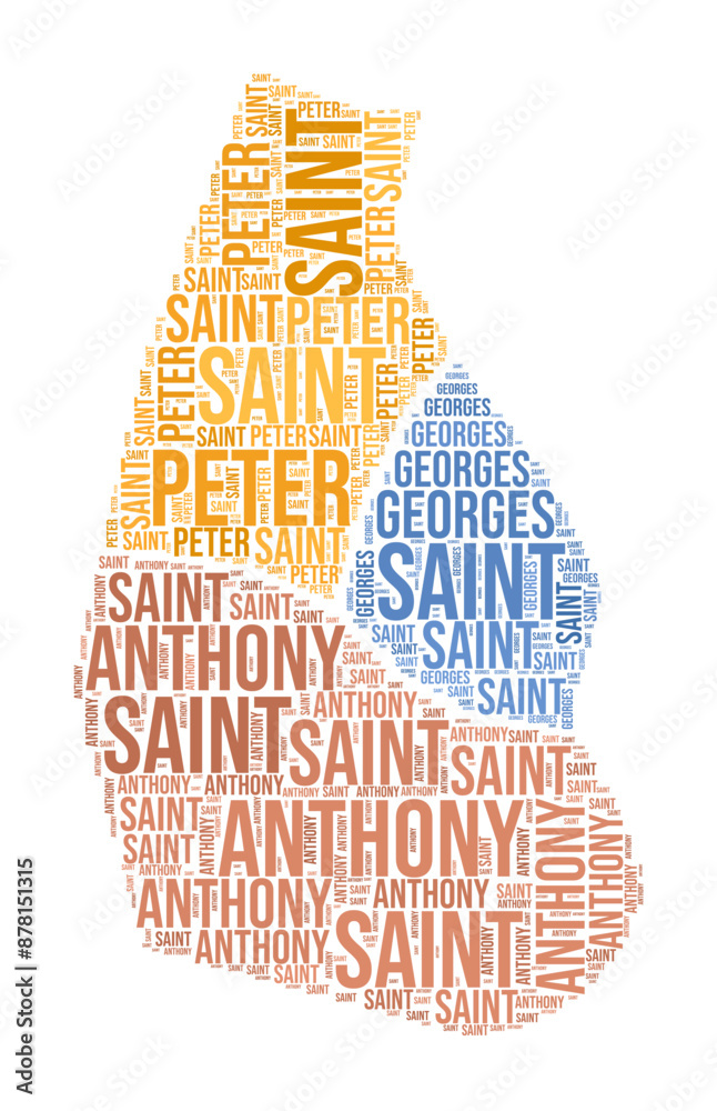 Montserrat Word Cloud. Country shape with region division. Montserrat ...