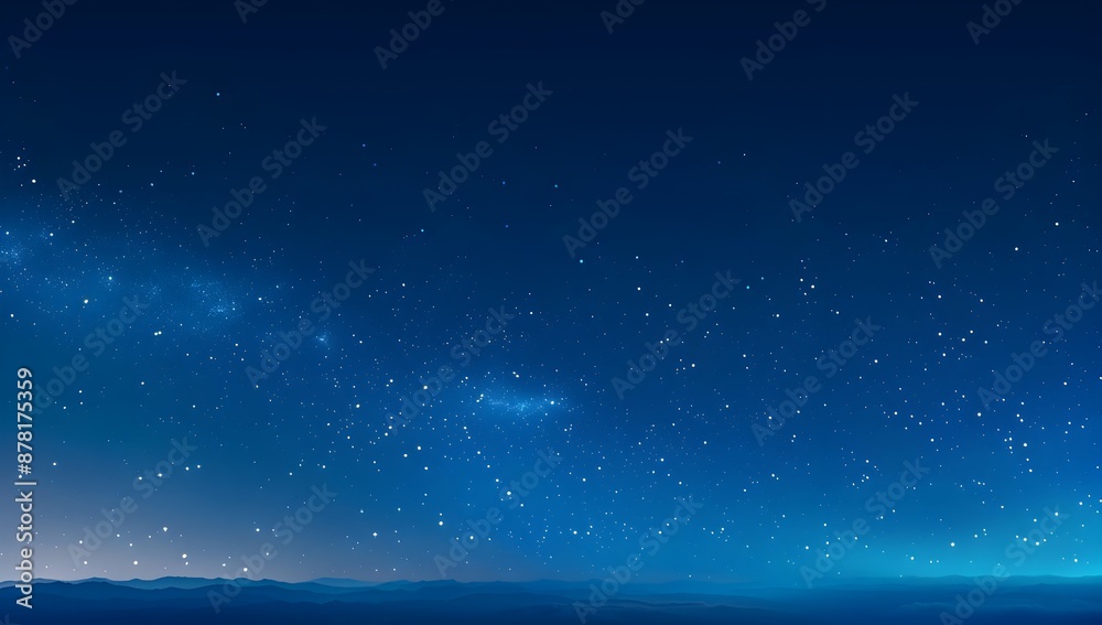 Starry sky at night, dark blue background, starry field, glowing stars ...