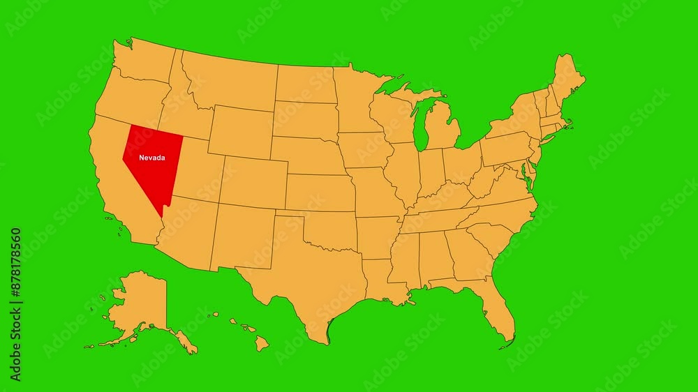 Nevada map animated video. Map Highlighted on the USA map with ...