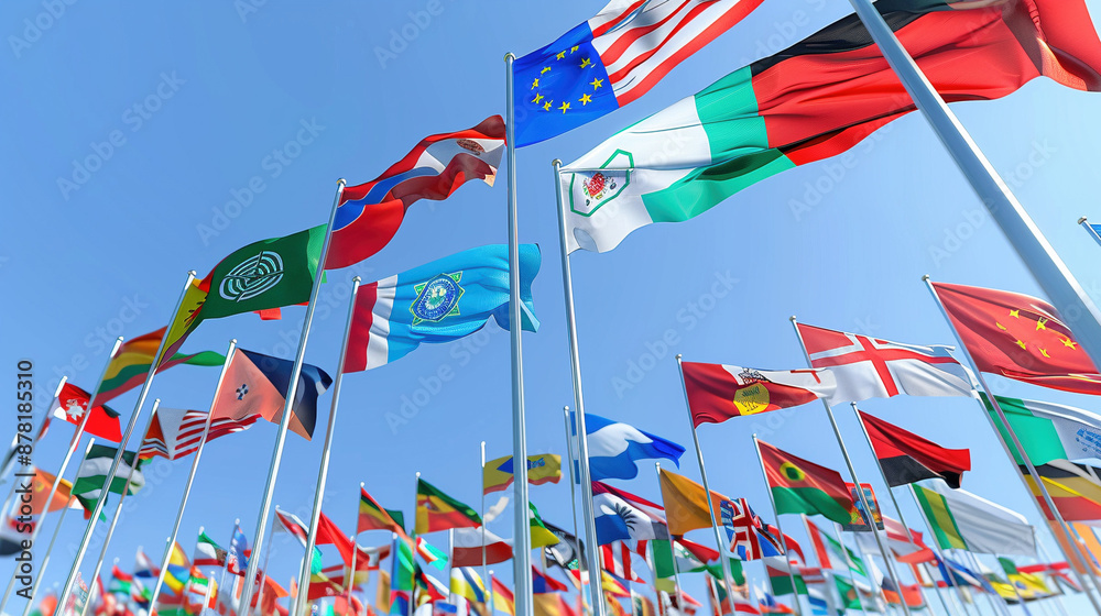 Global Unity: Flags of the World Unite at Peace Rally Stock ...