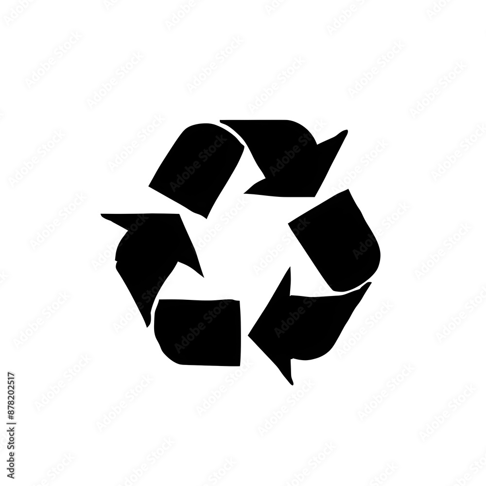 An icon of the recycling symbol in black on a transparent background ...