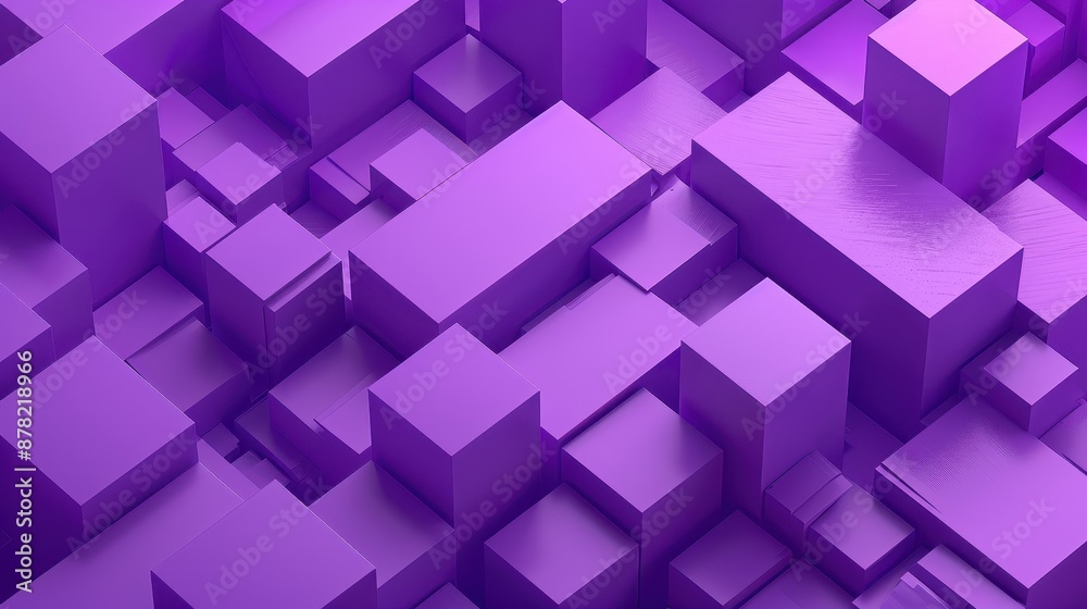3D array of purple cubes with varying sizes and orientations, creating ...