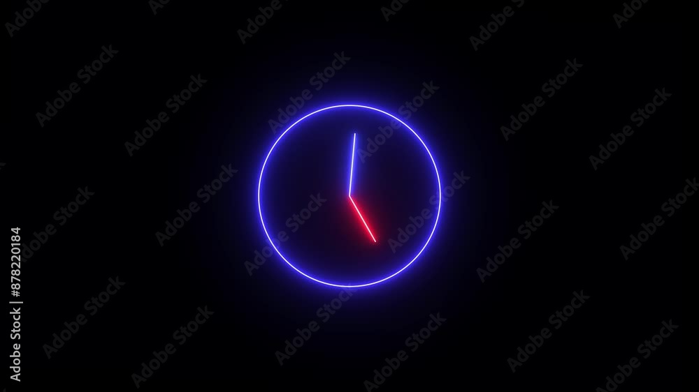 12 hour is going speedy, neon analog clock. analog clock neon looped ...