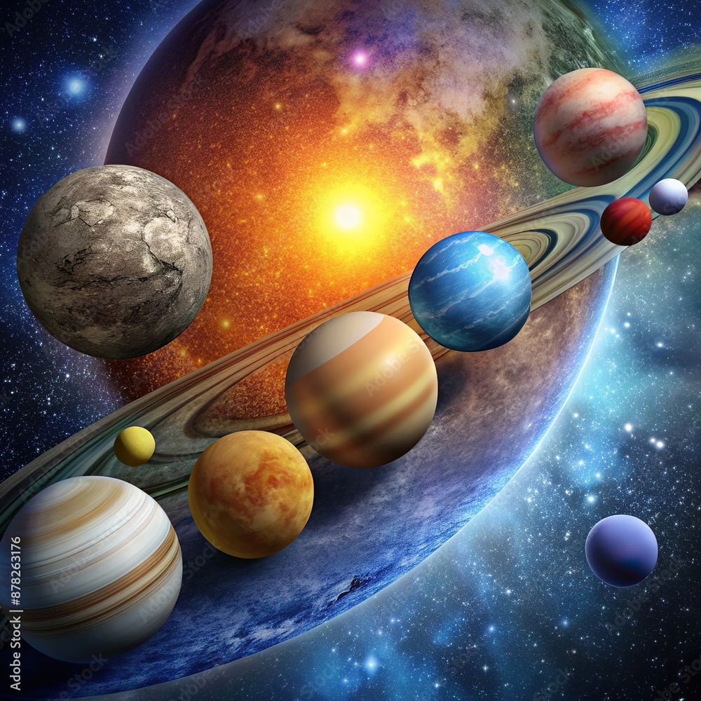 there is a picture of planets and their solar system, system, planets ...