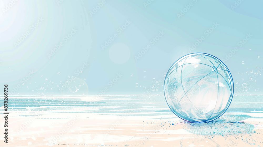 Simple background featuring a minimalistic line drawing of a beach ball ...