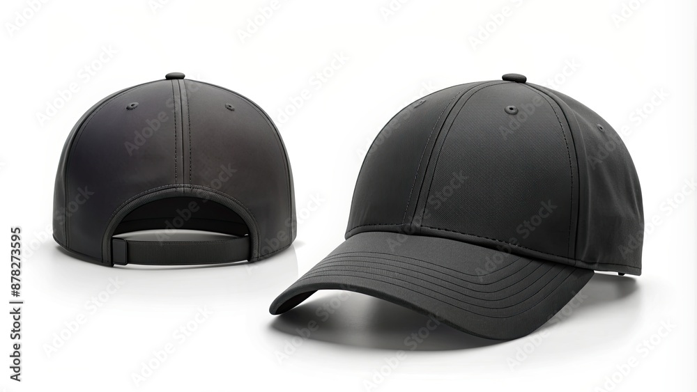 Blank black baseball cap front and back view for mockup, baseball ...