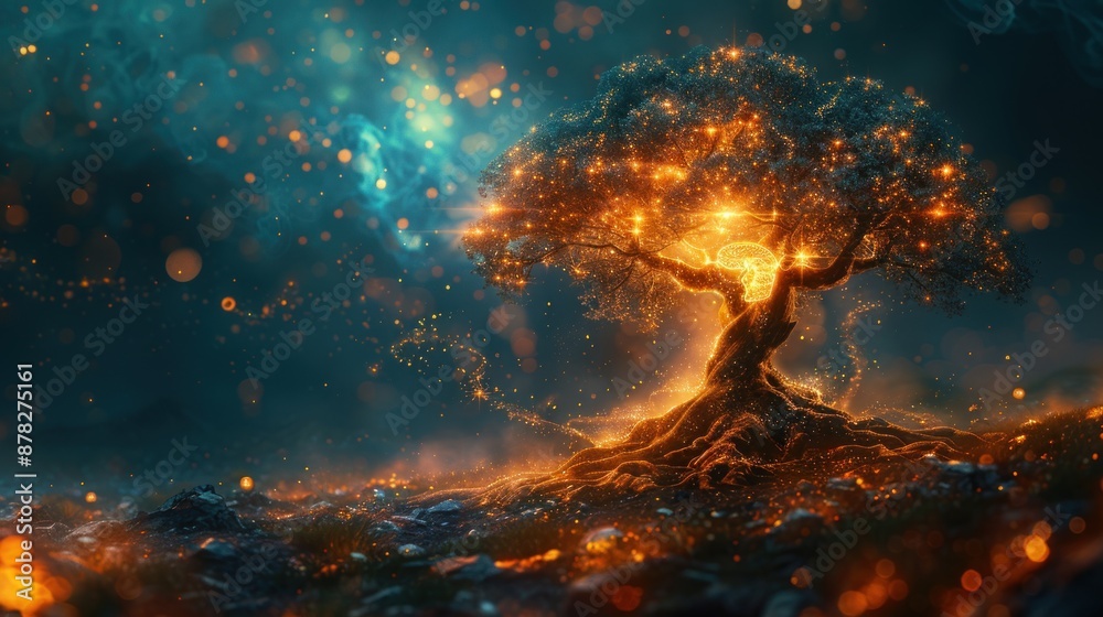 Glowing Tree of Knowledge Stock Illustration | Adobe Stock