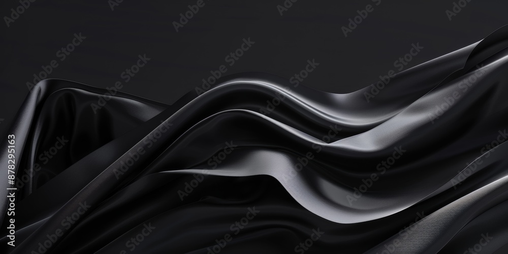 An elegant abstract minimalist scene on a pure black background ...