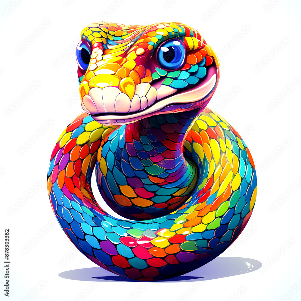 Beautiful full-color snake drawing for logos and publications. White ...