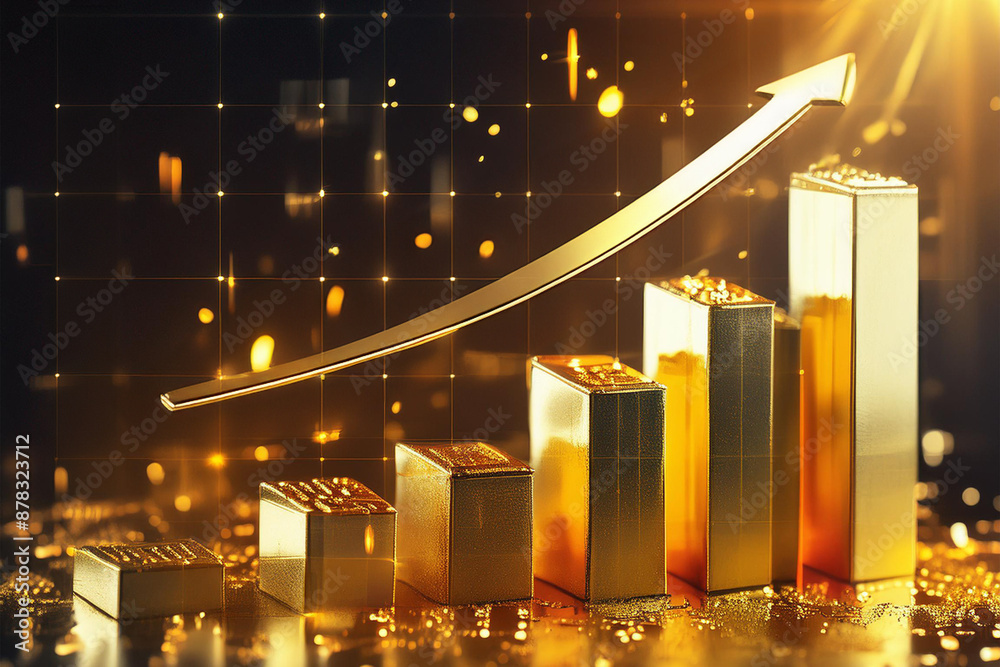 abstract image depicts a 3D representation of a financial chart as a ...