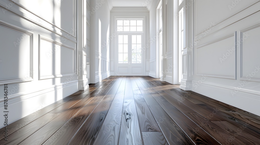 Spacious interior showcasing bright white walls with elegant white ...