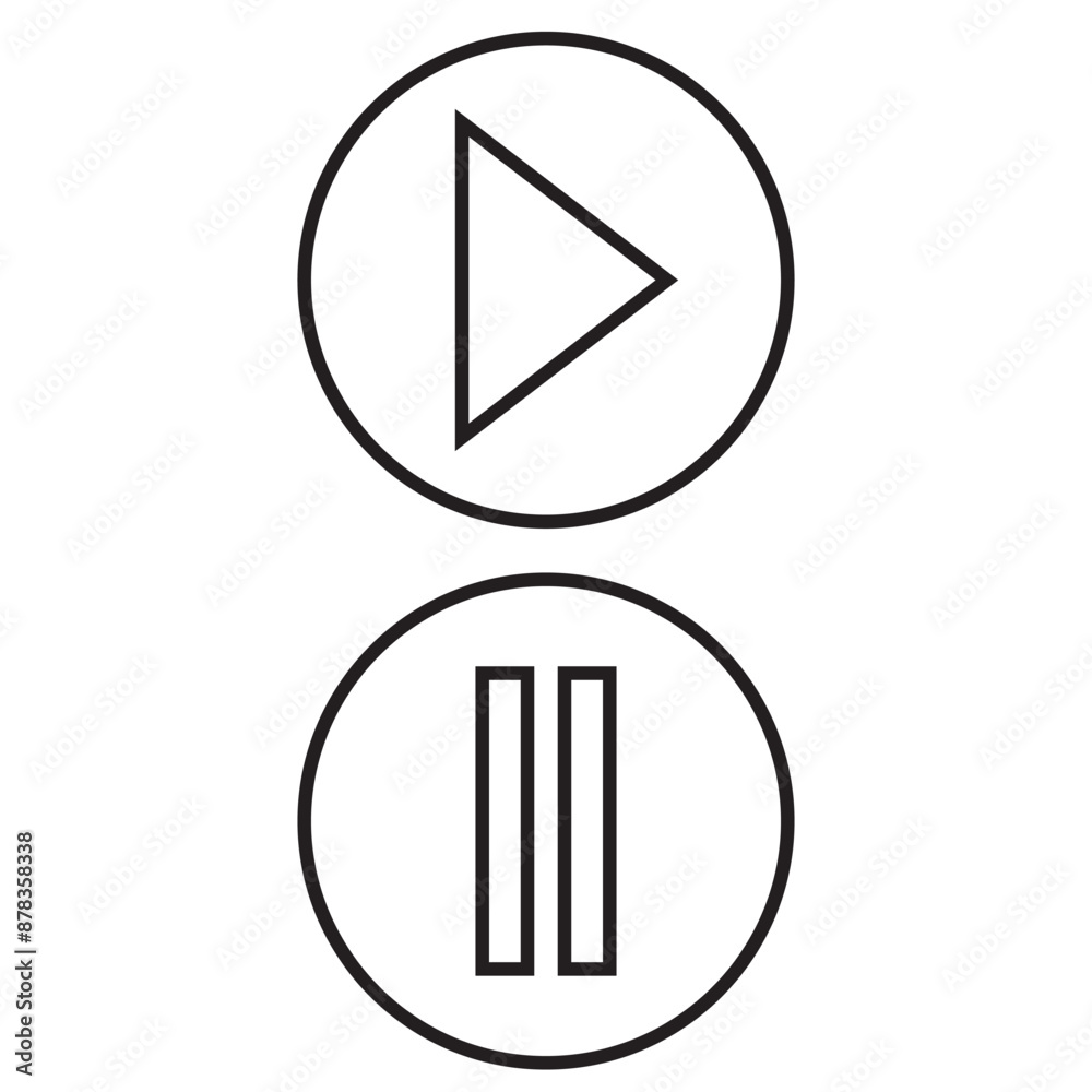 Play and pause button icon set. Vector illustration. isolated on white ...