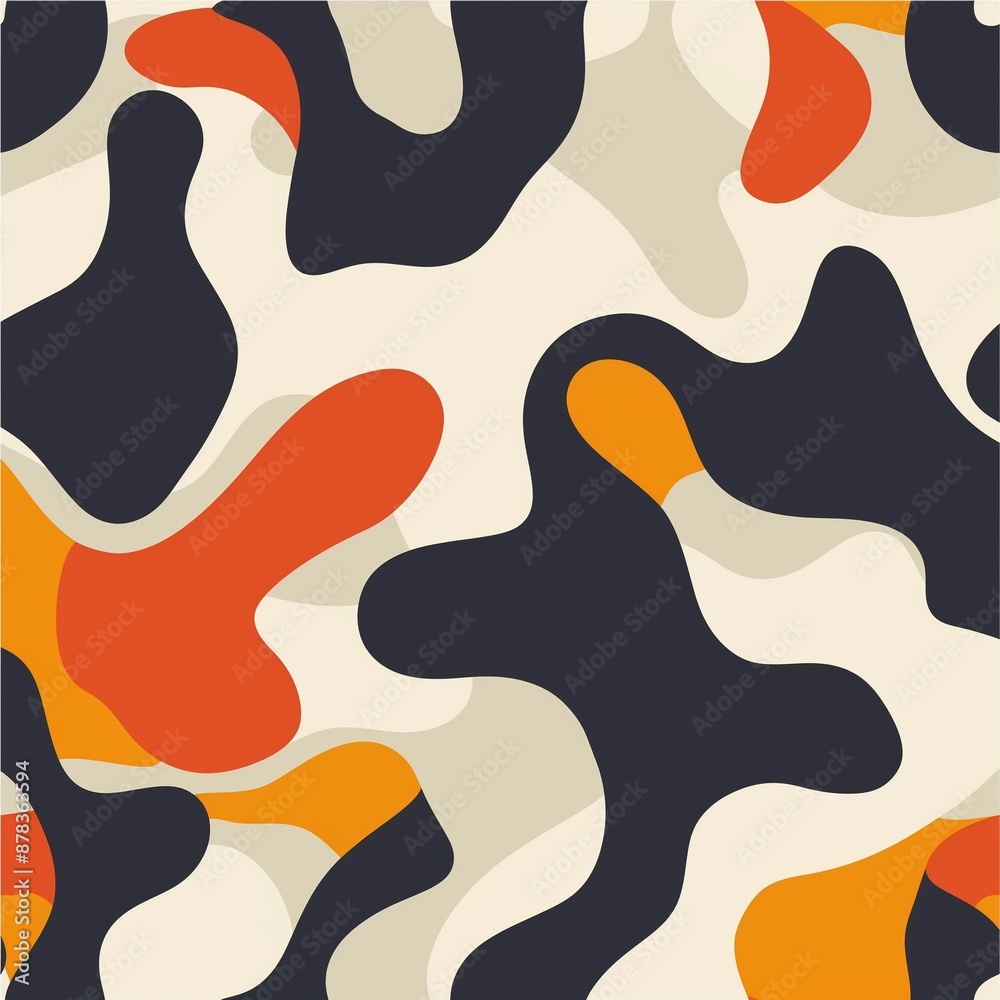 Tileable abstract organic pattern with flowing liquid shapes in vibrant ...