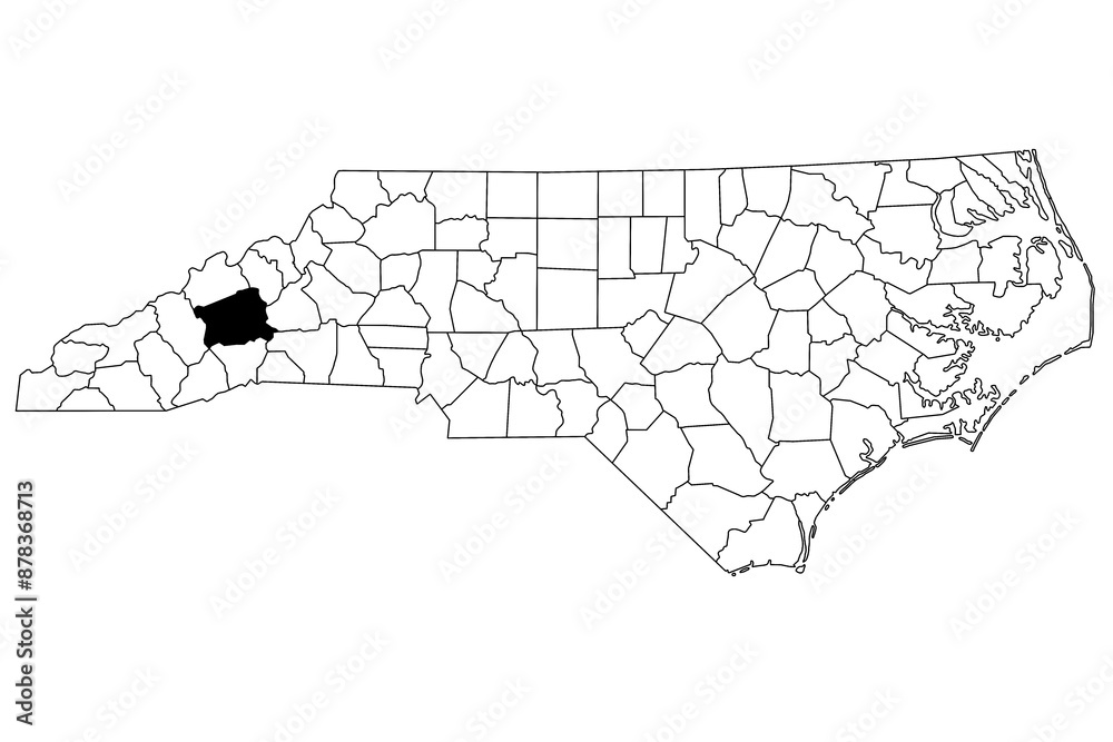 Map of buncombe County in North Carolina state on white background ...