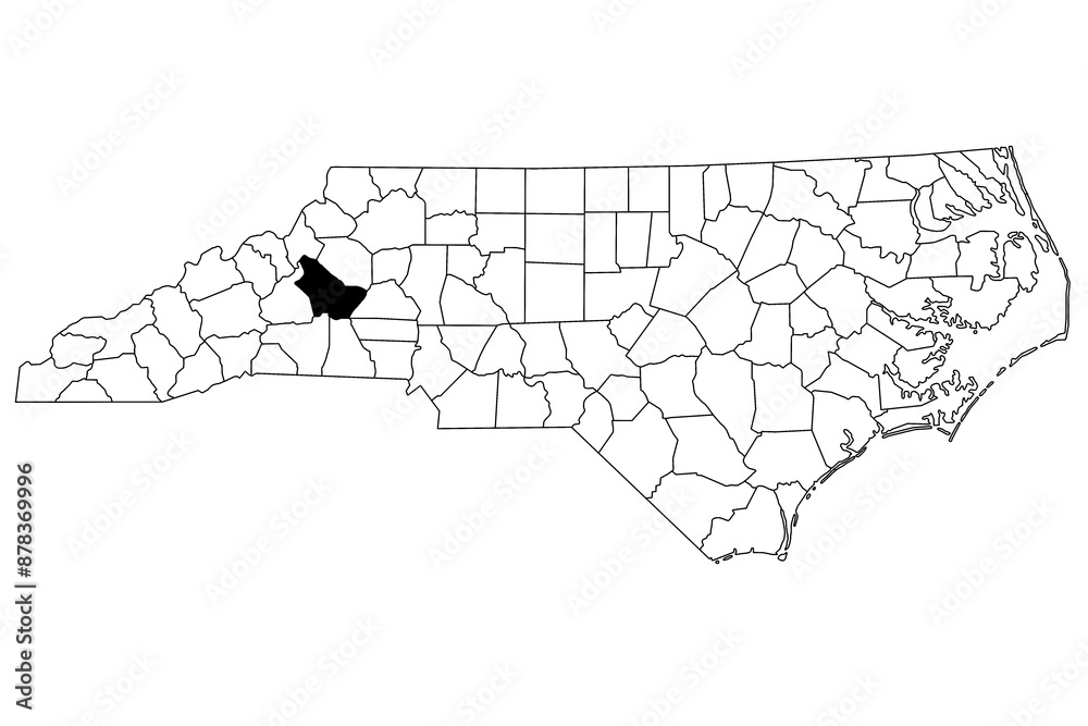 Map of Burke County in North Carolina state on white background. single ...
