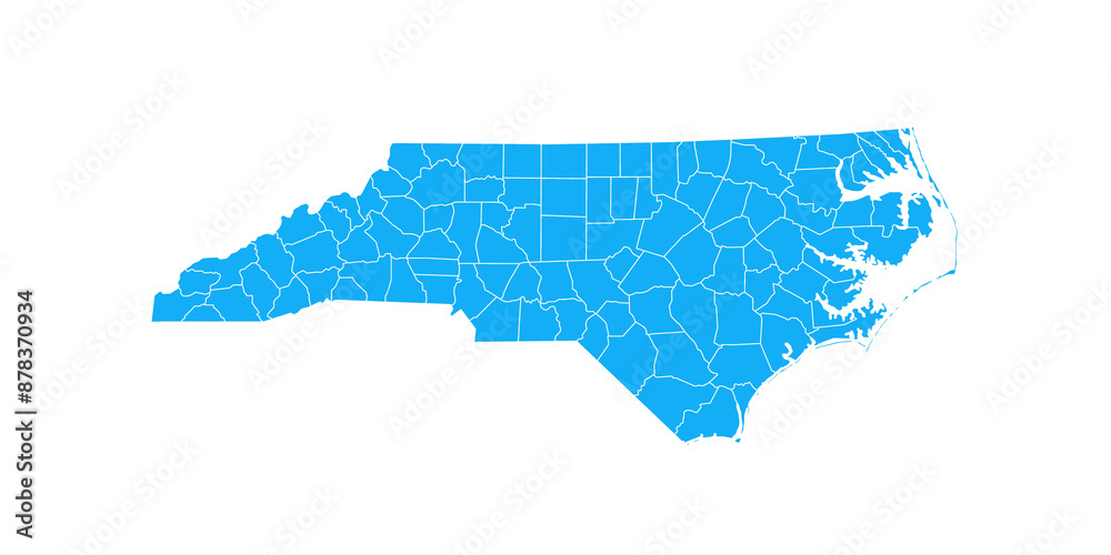 North Carolina administrative map. counties map of North Carolina with ...