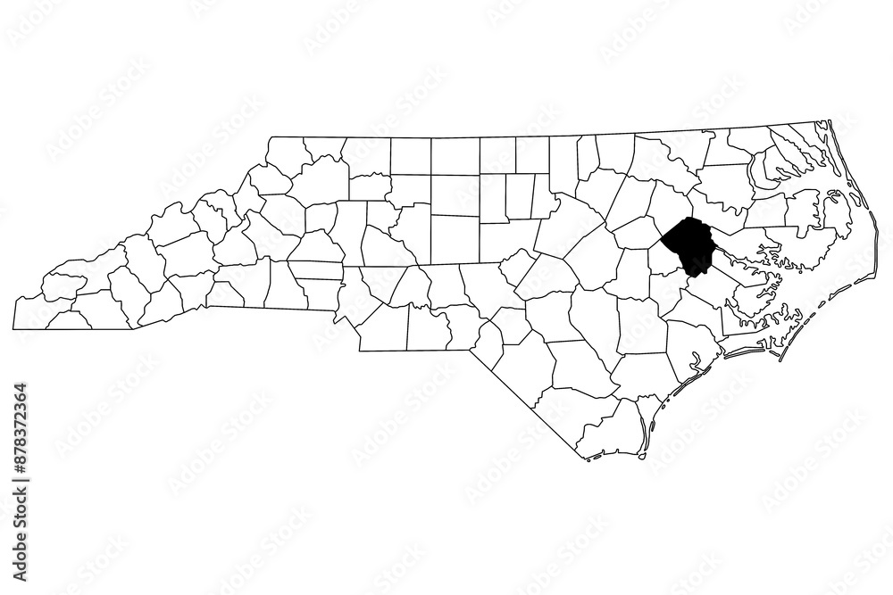 Map of Pitt County in North Carolina state on white background. single ...
