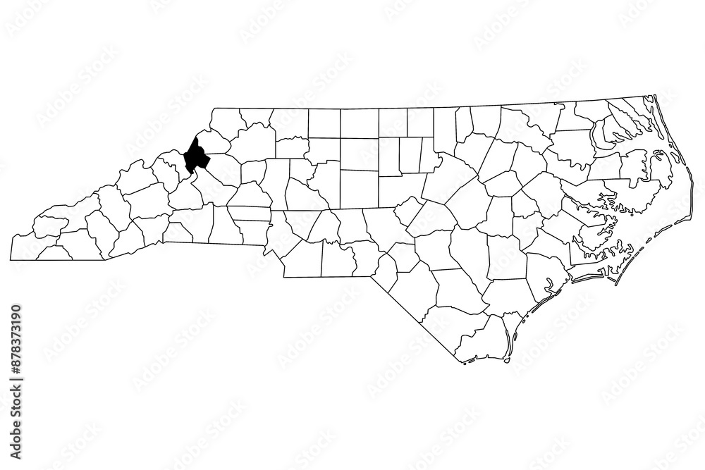Map of Avery County in North Carolina state on white background. single ...