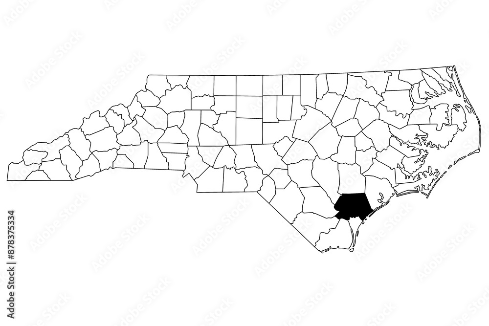 Map of pender County in North Carolina state on white background ...
