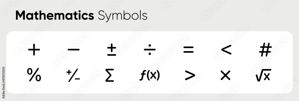 Math symbols, icon set. mathematical calculations. Collection of icons ...