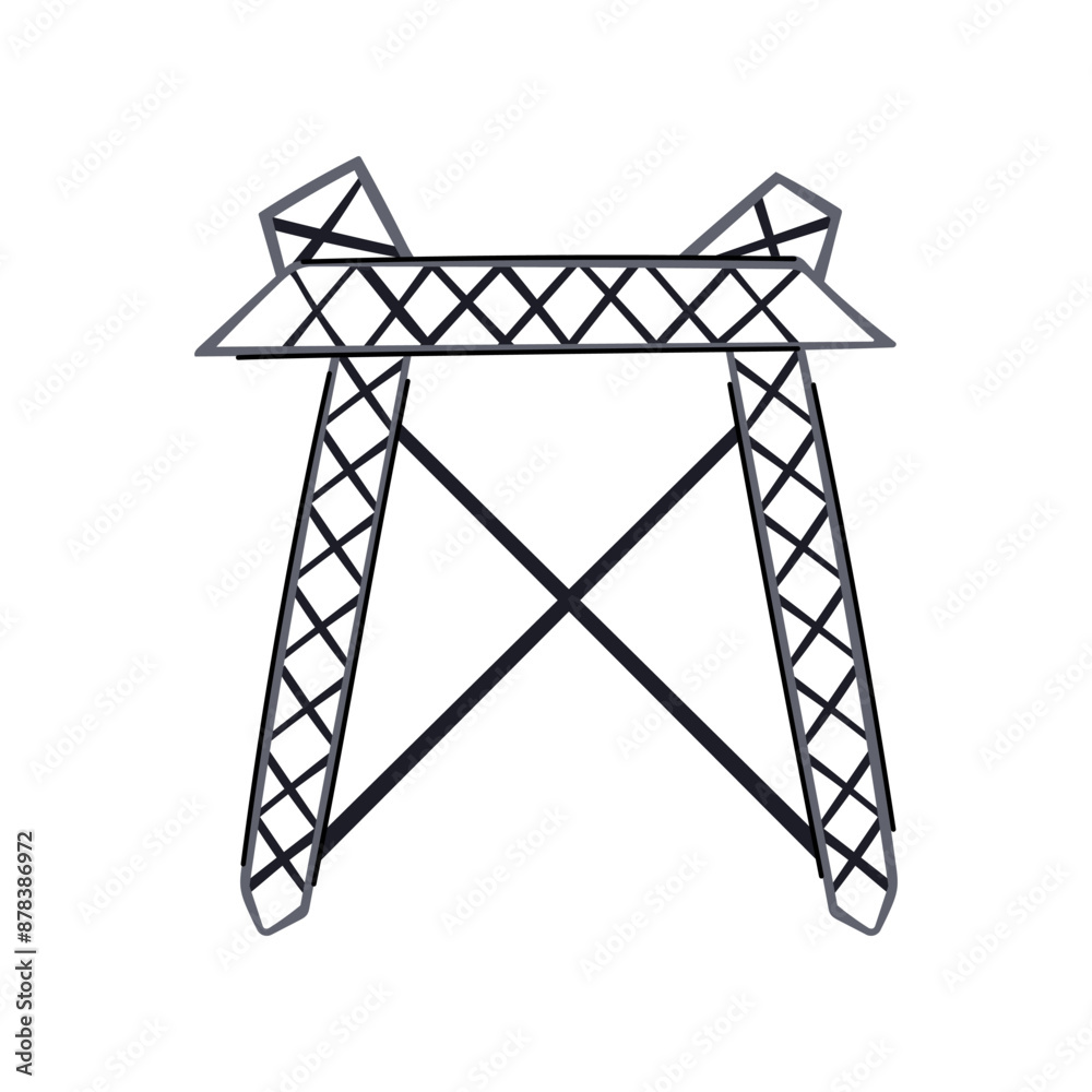 power electric pylon cartoon. high voltage, pole industry, line grid ...