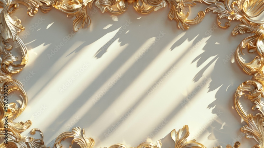 Gold relief frame featuring a floral pattern in baroque or rococo style ...