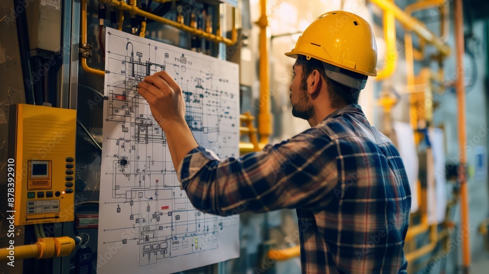 Blueprints with electrical schematics and wiring diagrams specify ...