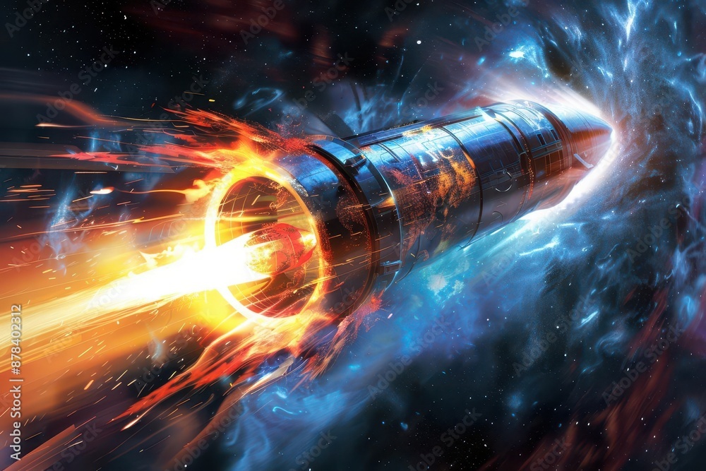 ภาพประกอบสต็อก antimatter propulsion illustrated rocket powered by a ...